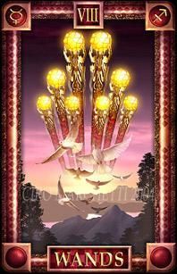 8 buław (ósemka kijów/pałek) - znaczenie kart tarot - praca, zdrowie ...